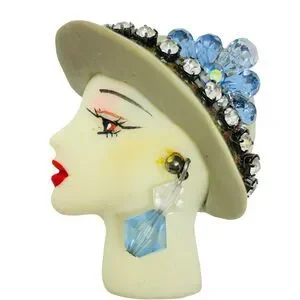 Unbranded | Jewelry | Vintage 8s Flapper Art Deco Style Ladies Face ...